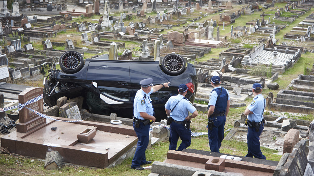 Driver Escapes Brush With Death After Cemetery Crash