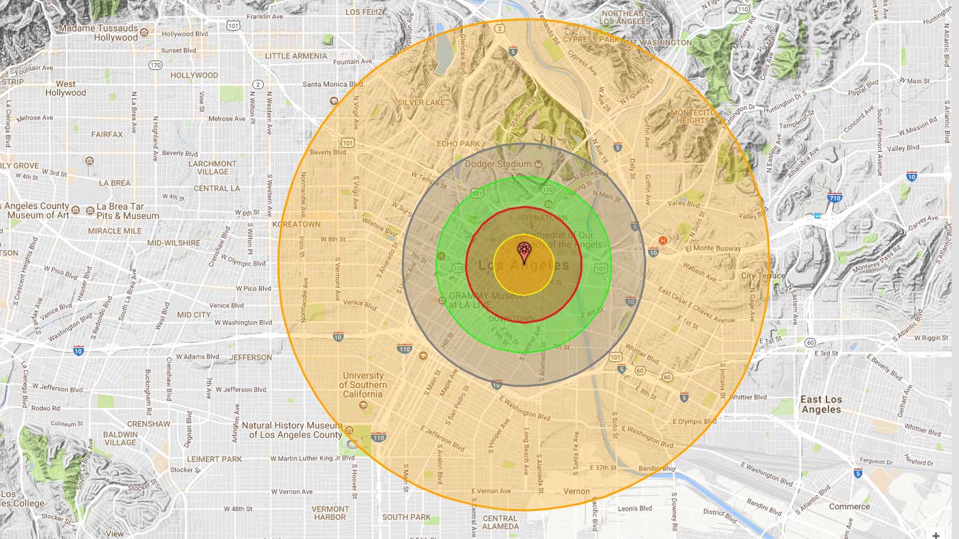 nuclear missile explosion radius