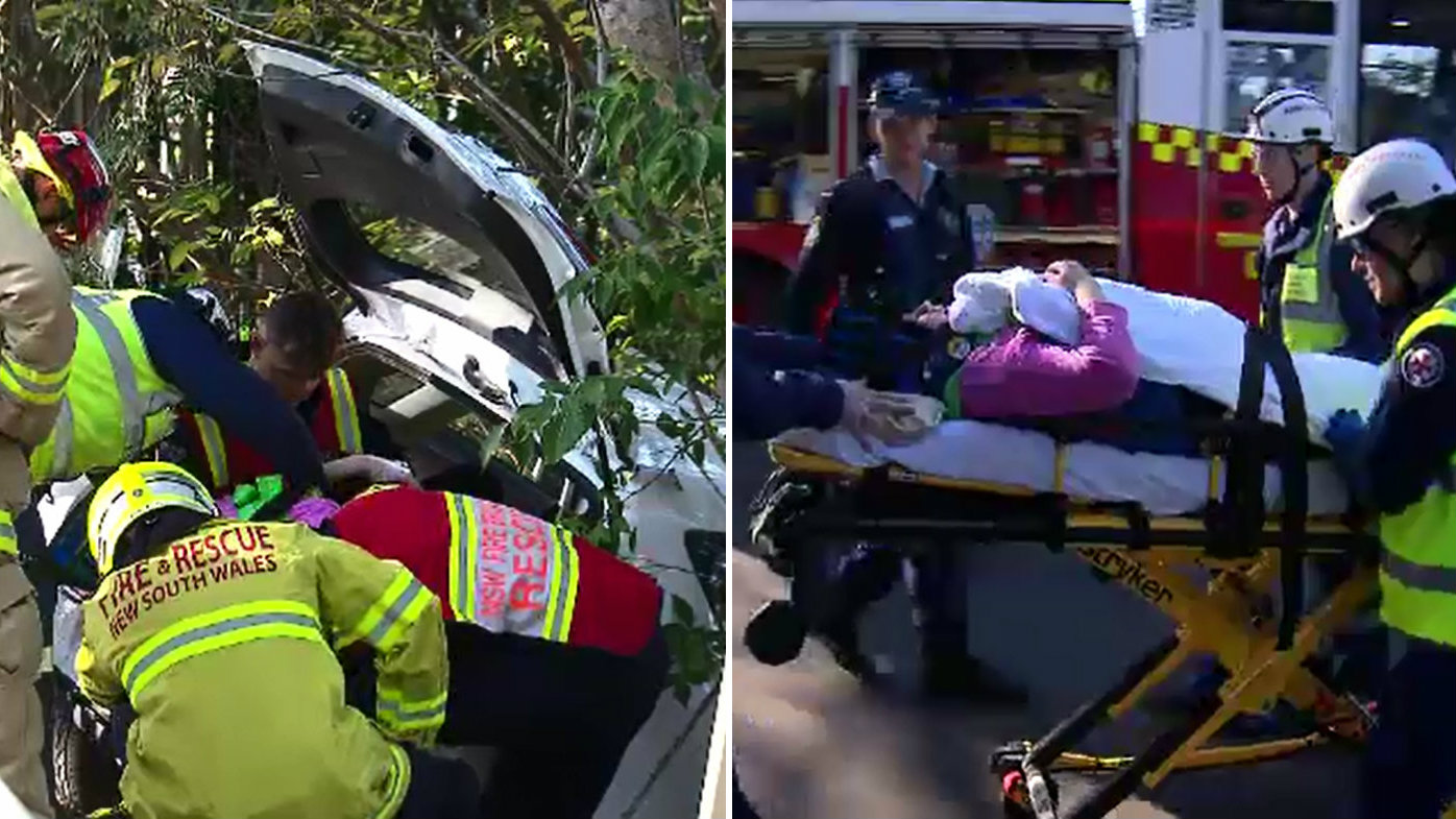 Woman saved by tree in car crash on Sydney's North Shore