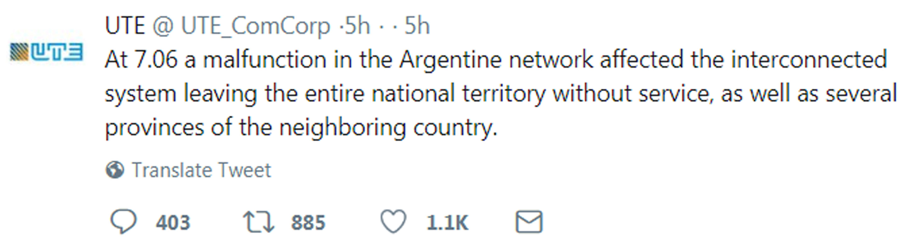 Massive power outage hits Argentina, Uruguay, Brazil & Paraguay / X